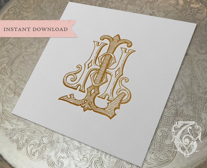 Vintage Monogram HL LH Digital Download H L - Etsy