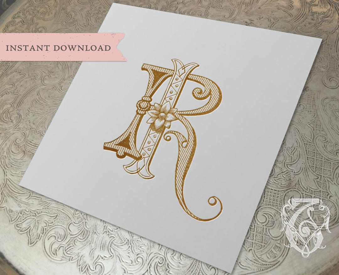 Vintage Monogram RI IR Digital Download I R - Etsy