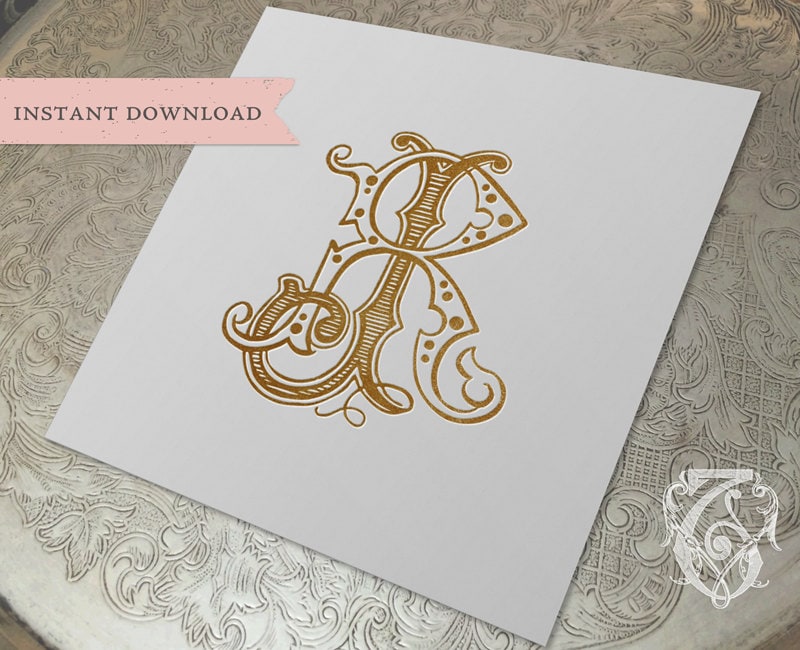 Vintage Monogram JR RJ Digital Download J R - Etsy