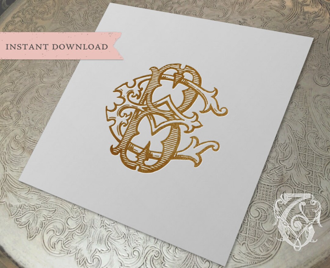 Vintage Monogram BE EB Digital Download B E - Etsy