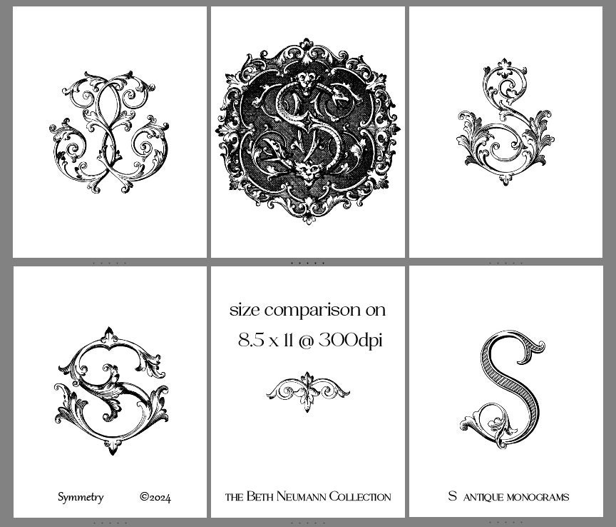 Antique Monogram Graphic Set the Beth Neumann Collection Symmetry S ...