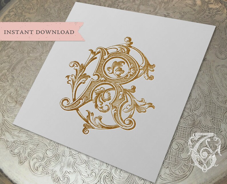 Vintage Monogram CR RC Digital Download C R - Etsy