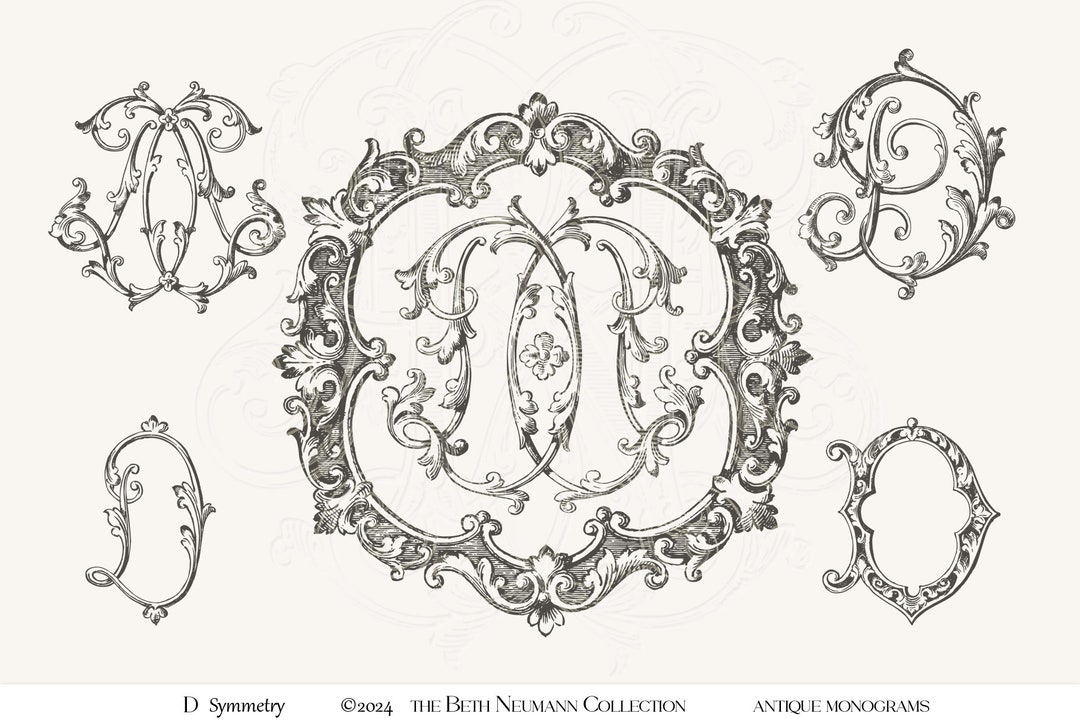 Antique Monogram Graphic Set the Beth Neumann Collection Symmetry D ...