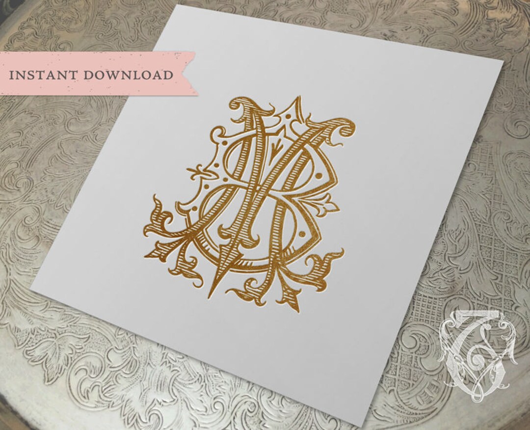 Vintage Monogram MB BM Digital Download M B - Etsy