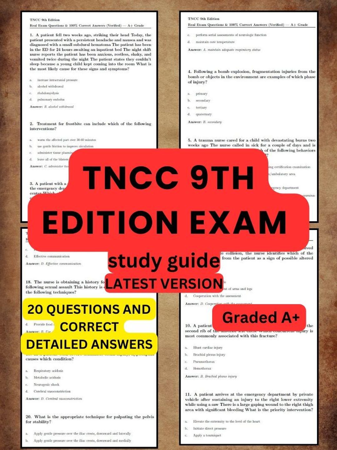 TNCC 9th Edition Exam Complete / Updated Questions With Detailed ...