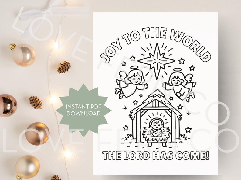 Joy to the World Coloring Page | Jesus | Nativity | Angels | Digital - Etsy