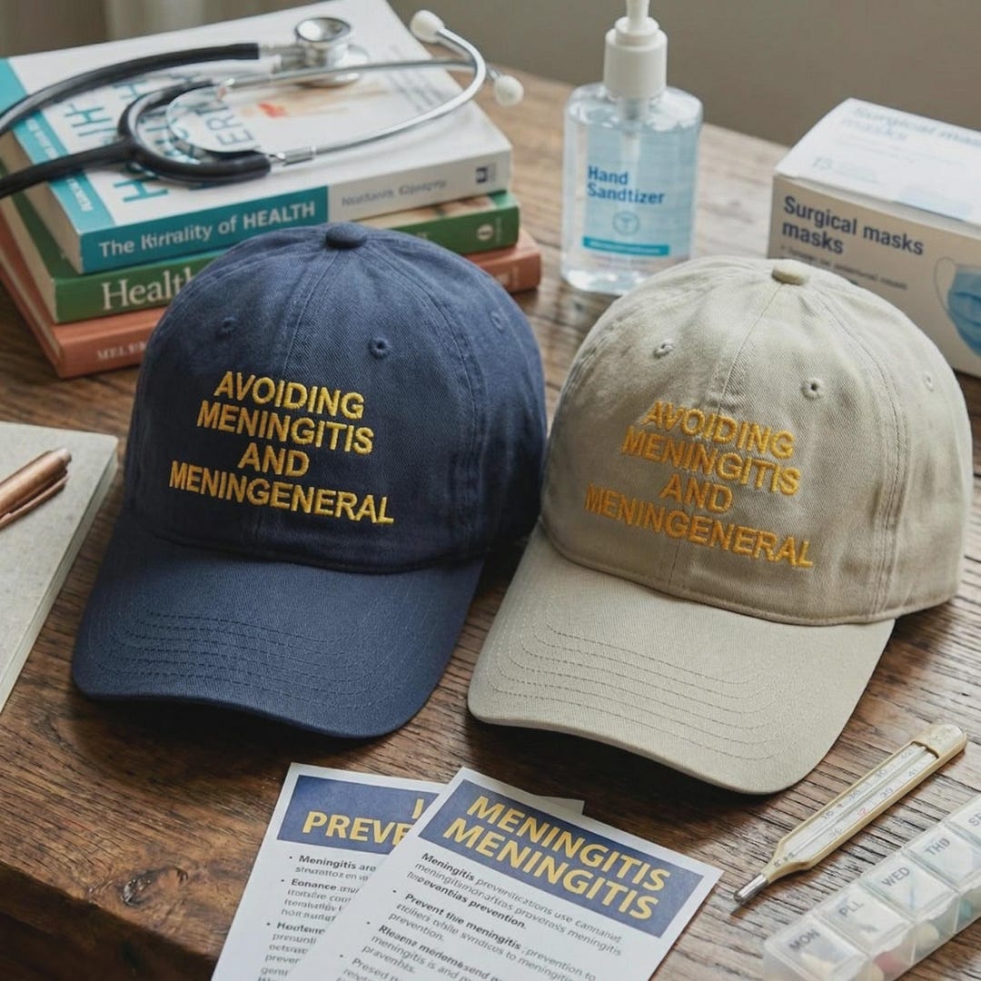 Embroidered Avoiding Meningitis and Meningeneral Hat, Adult Humor Hat ...