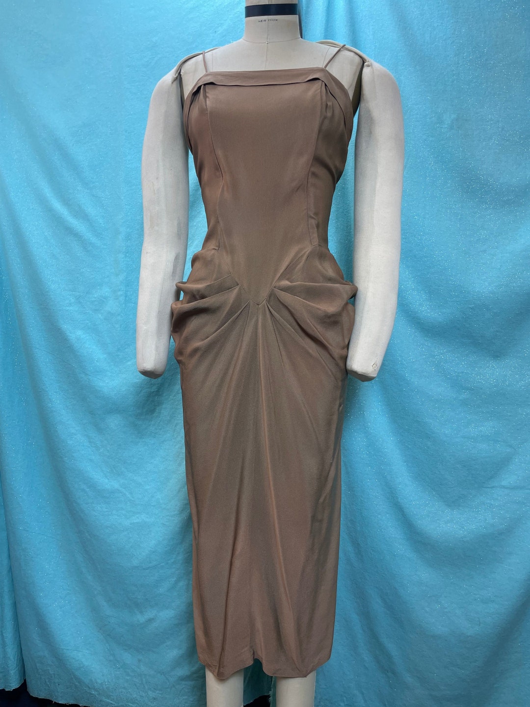 1940s/1950s W: 26” Cocktail Dress Bombshell Spaghetti Strap Vintage 40s ...