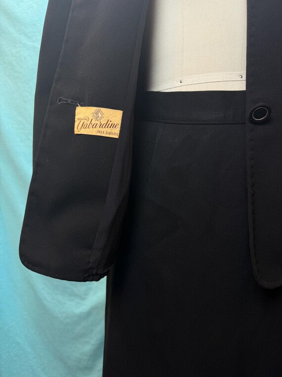 1940s W:30” Betty Rose Black Wool Gabardine 40s WWII … - Gem