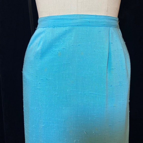 1950s/1960s W:27 FUN TIME aqua nubby rayon linen plea… - Gem