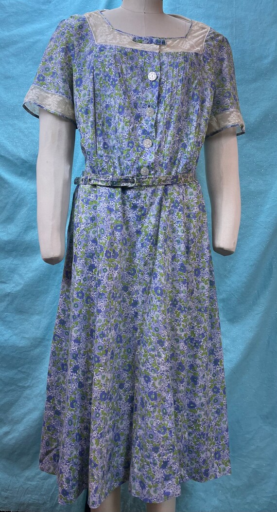 1940s W:35 Vintage 40s House Dress Cotton dress A-lin… - Gem
