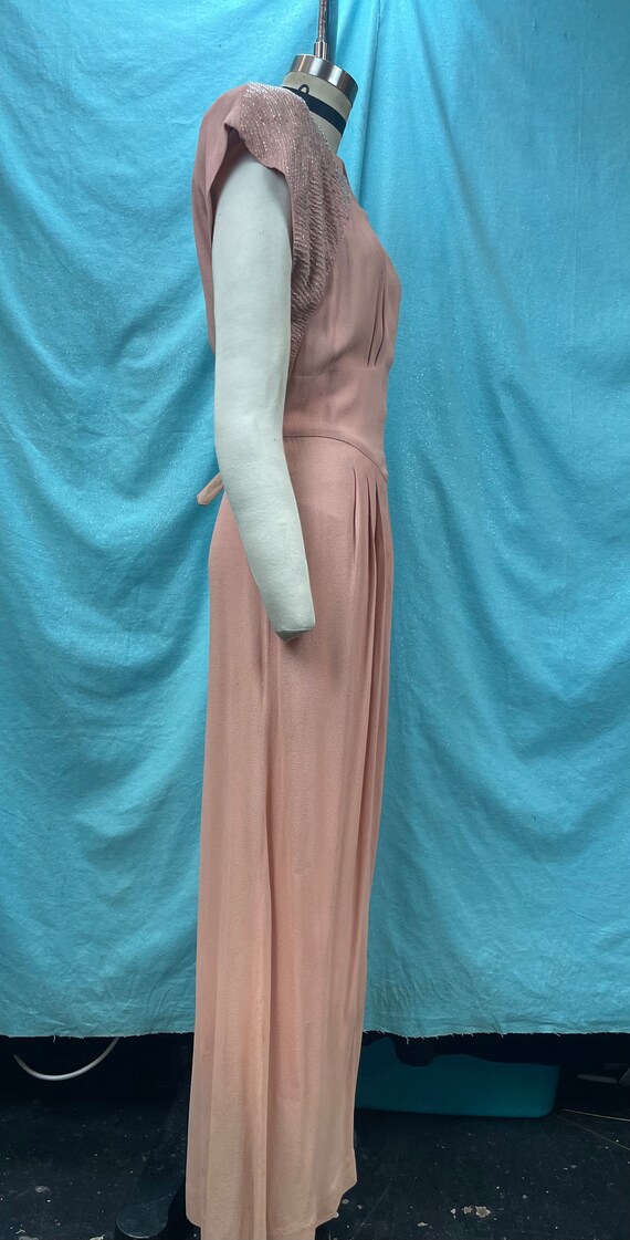 1940s W:27 vintage 40s princess gown deco crepe rayon… - Gem