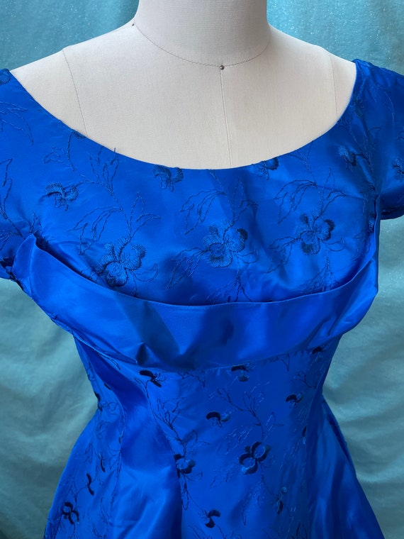 1950s W:30" vintage 50s Cobalt Blue Jewel Tone taffet… - Gem