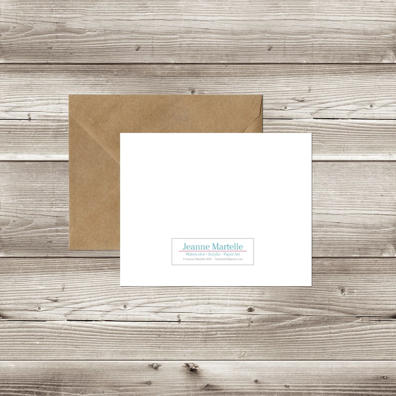 Watercolor Print Note Card Red and Blue Blank Interior - Etsy