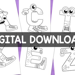 Monster Letters A to Z Png's Coloring Pages Cut Files Digital Download ...