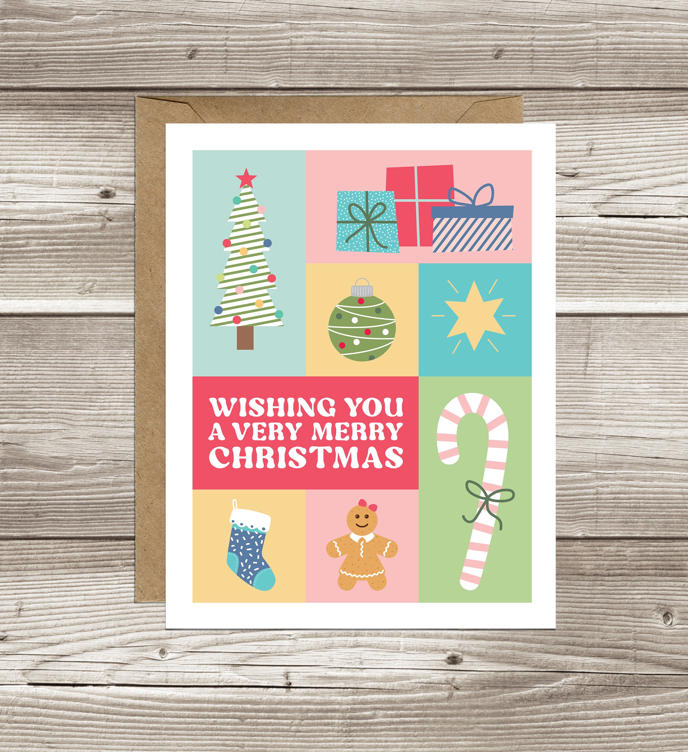 Christmas Note Card Wishing You A Very Merry Christmas Blank Inside - Etsy