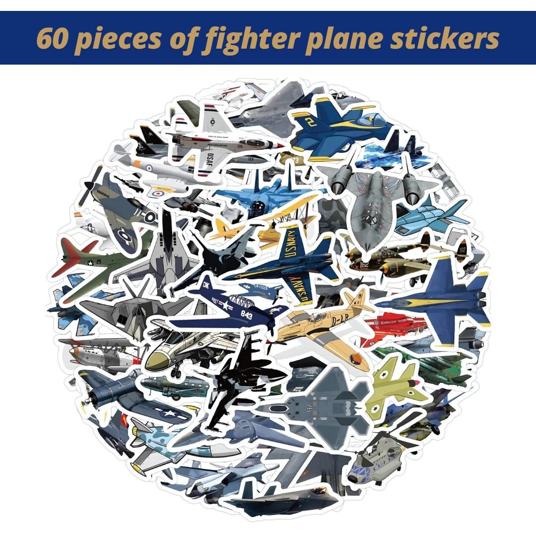 60-pieces Fighter Plane Stickers Set for DIY Crafting, Scrapbooking ...