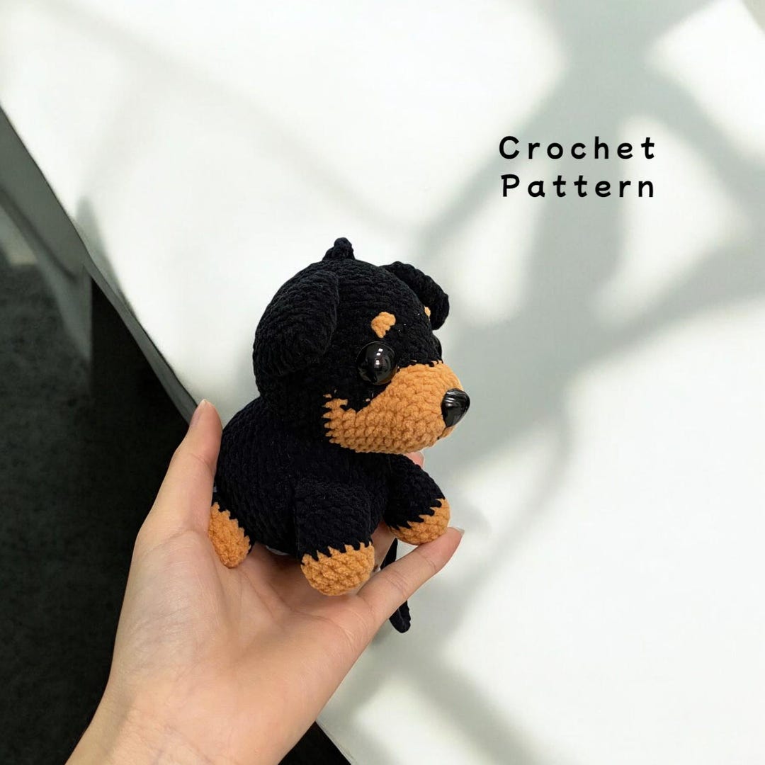 Rottweiler Puppy Crochet Pattern, Amigurumi Dog Plush PDF, Cute ...