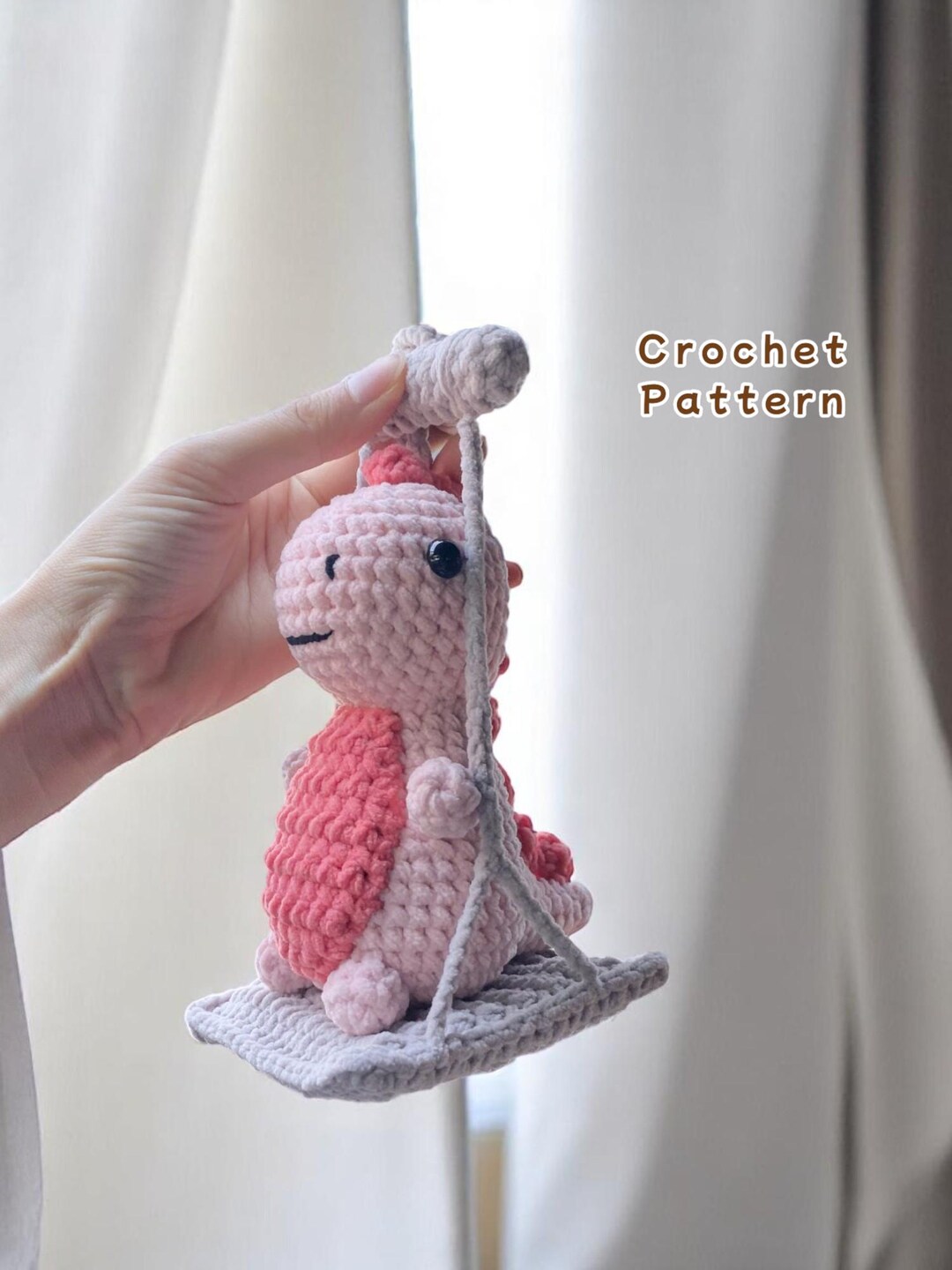 Pink Dinosaur Keychain Crochet Pattern, Amigurumi Plush Toy, Cute Dino ...