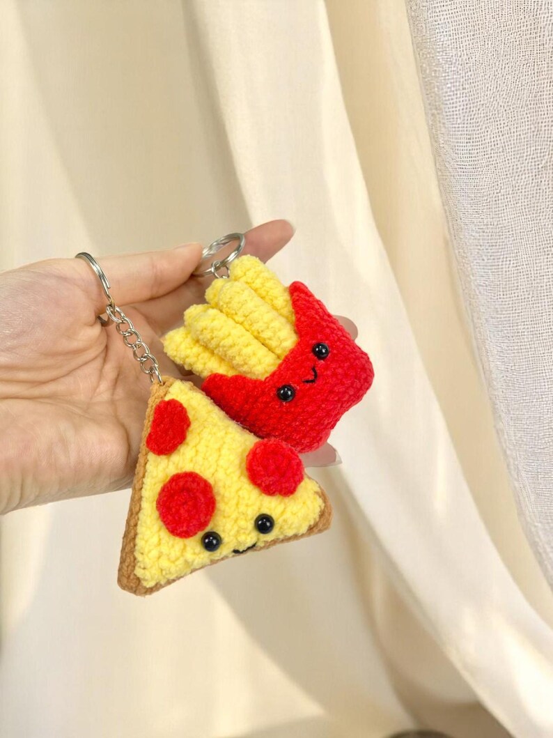 Fast Food Crochet Keychain Pattern: Burger, Fries, Pizza, Egg (PDF) - Etsy
