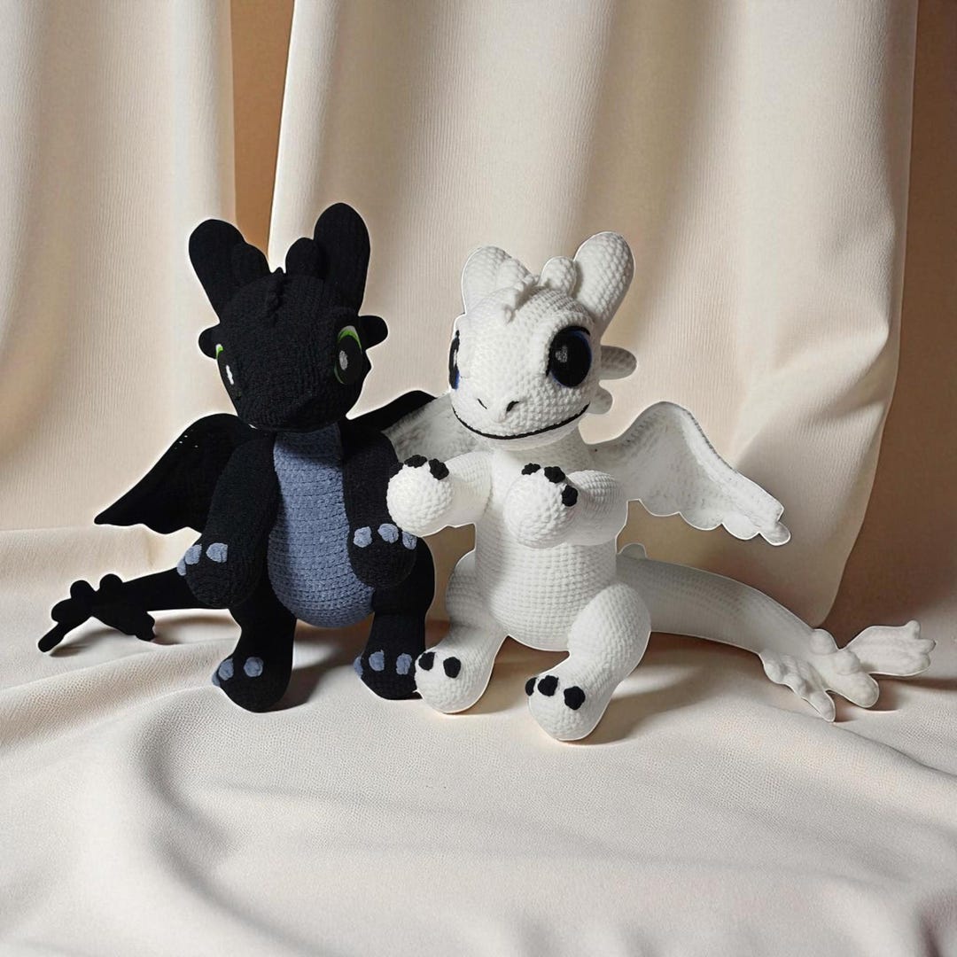 Toothless & Light Fury Crochet Pattern: Dragon Amigurumi Couple (PDF ...