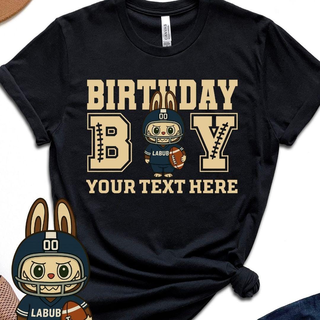 Custom Labubu Birthday Boy Football Shirt – Personalized Name Kids T ...