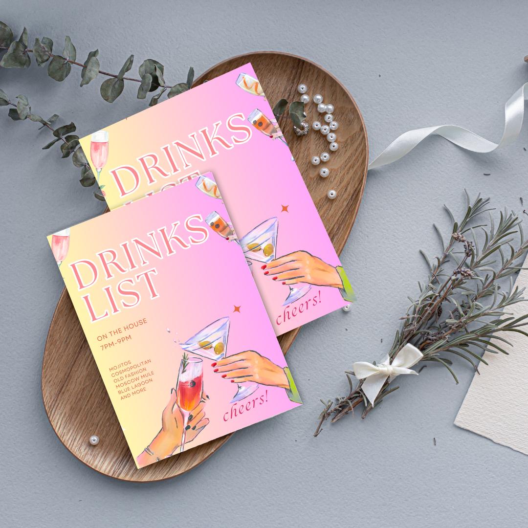 Sunset Inspired Drinks Menu for a Fabulous Party - Etsy