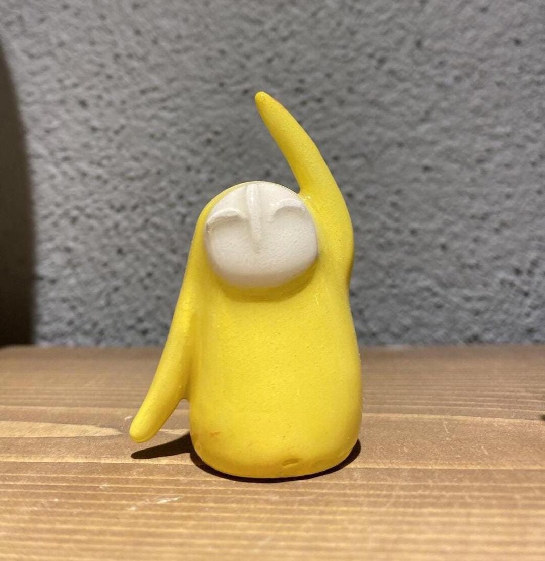 Tiny, Yellow and White Miniature Figures 3x, Ceramic Handmade Mini ...