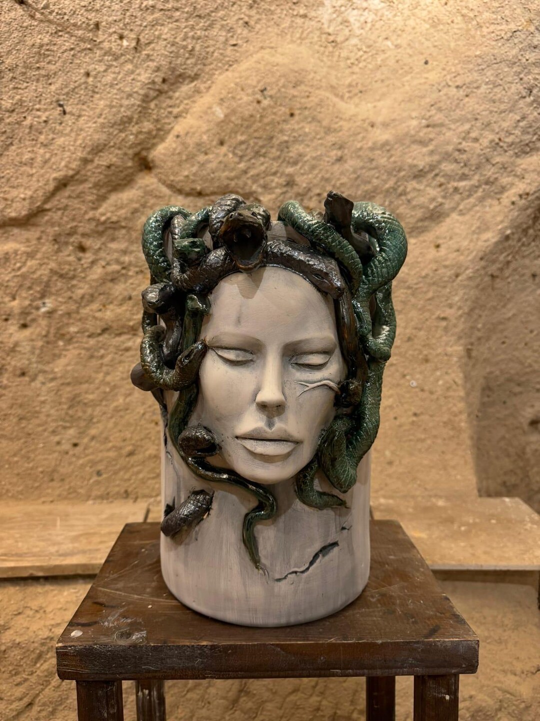 Medusa & Snakes Statue Ceramic Art Decorative Sculpture Home Art Decor ...