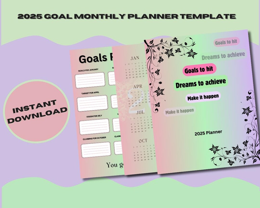 2025 Digital Planner Template - Planner Templates - Monthly Planner ...