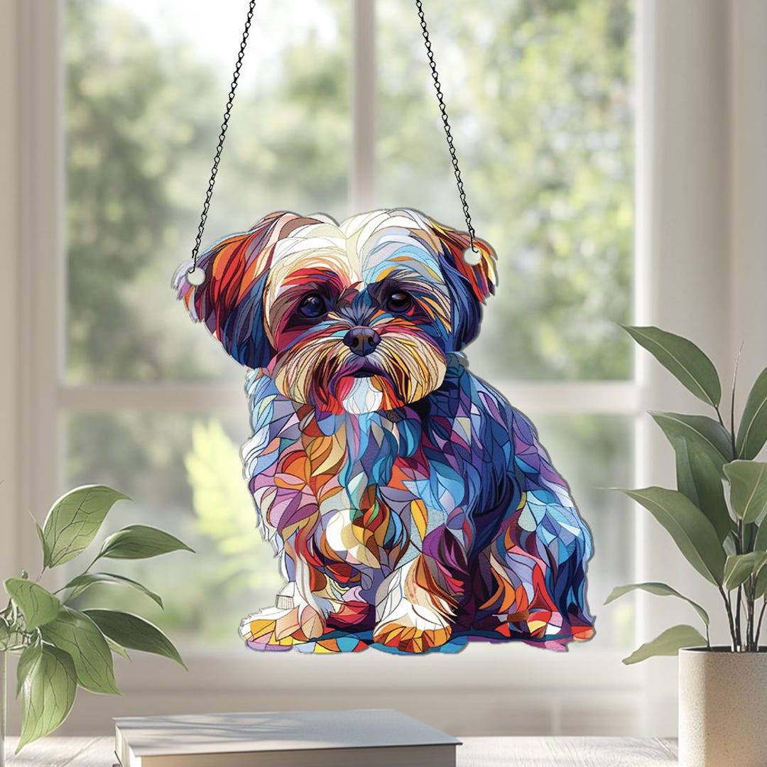 Shih Tzu Acrylic Suncatcher Window Hanging, Shih Tzu Ornaments, Shih ...