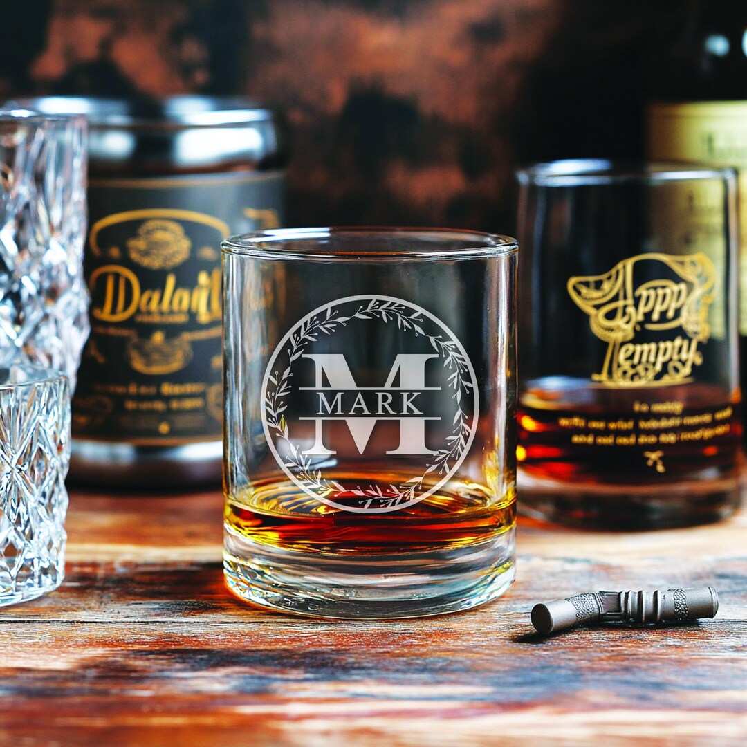 Engraved Whiskey Glass, Custom Rocks Glass, Personalized Bourbon ...