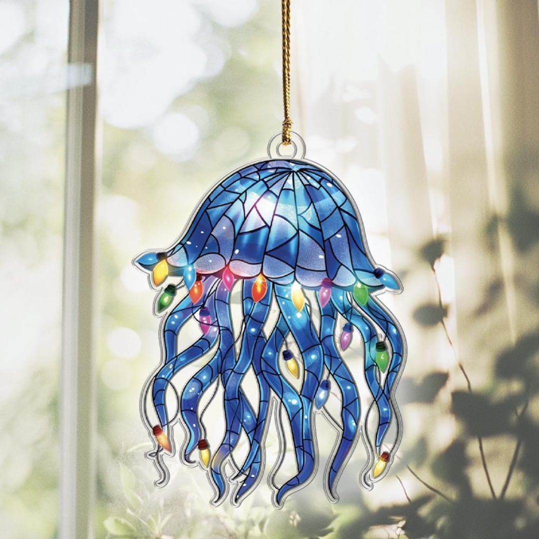 Jellyfish Acrylic Suncatcher Window Hanging, Jellyfish Ornaments ...