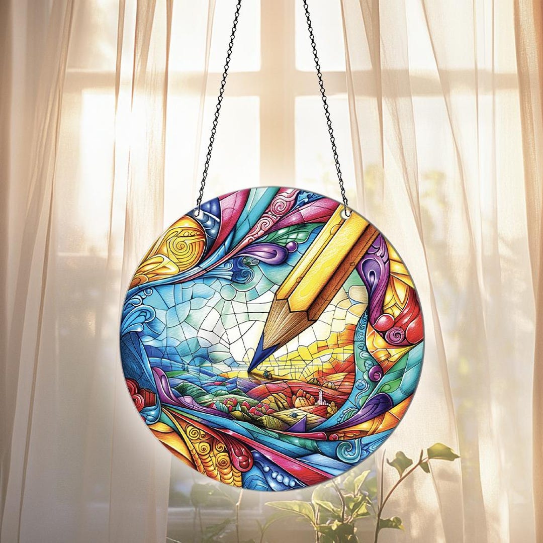 Drawing Acrylic Suncatcher Window Hanging, Drawing Ornaments, Drawing ...