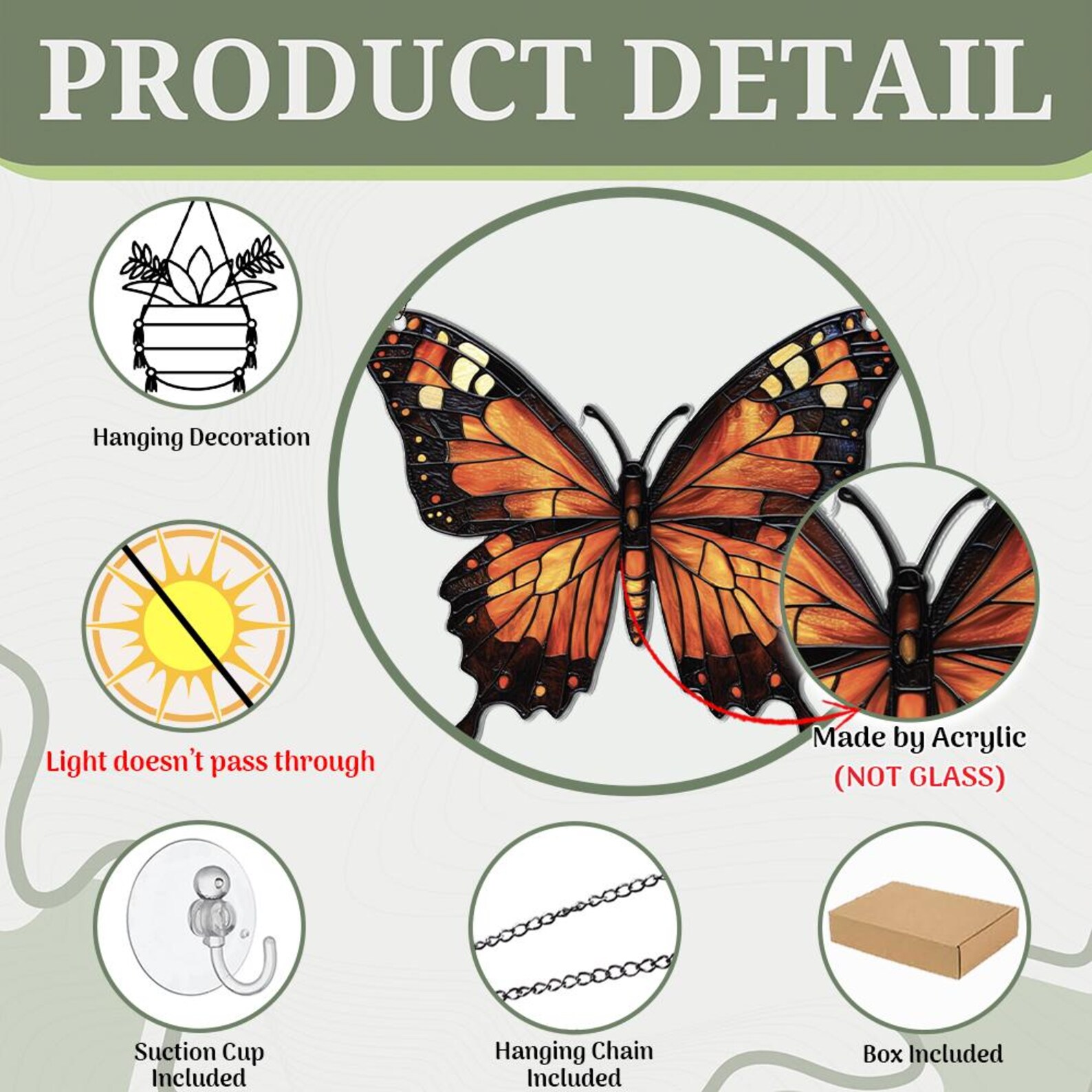 Monarch Flat 2D Acrylic Suncatcher, Monarch Ornaments, Monarch Decor ...