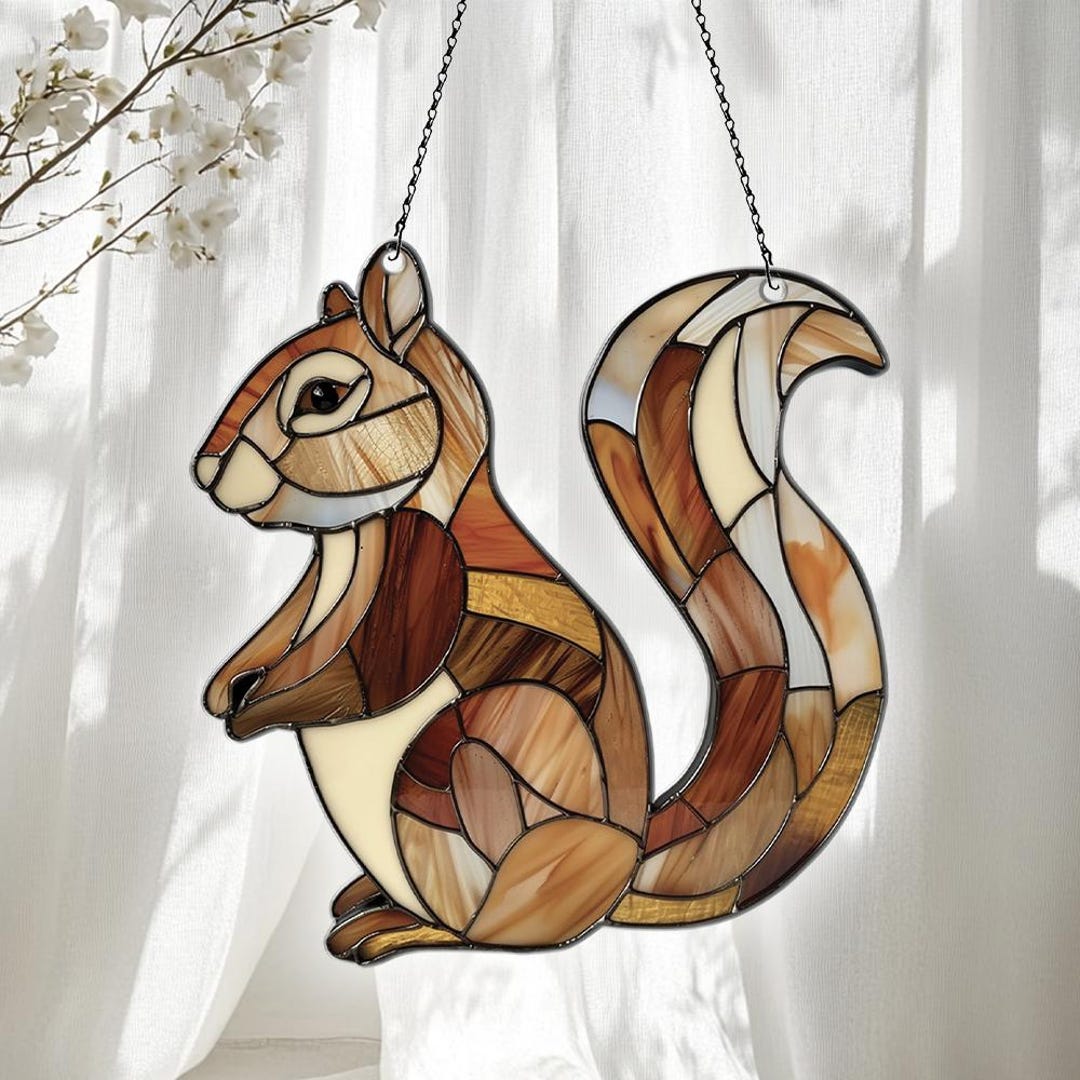 Squirrel Acrylic Suncatcher, Squirrel Ornaments, Squirrel Decor, Squirrel Gifts for Women Men ...