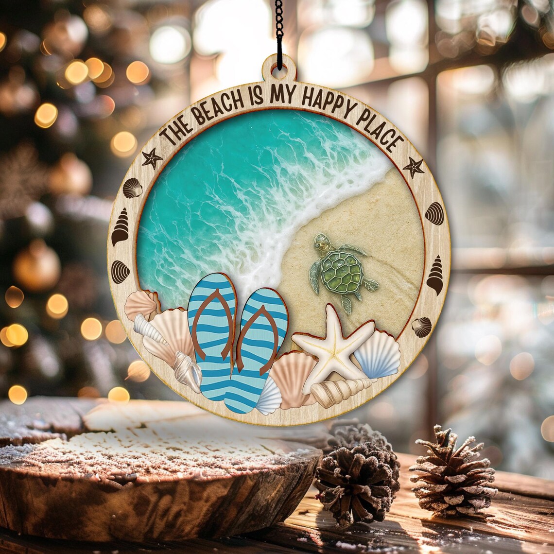 Coastal Beach Ornaments for Christmas Tree Decorations, Ocean Themed ...
