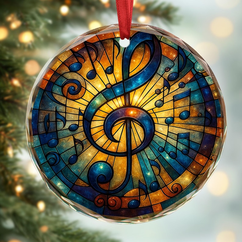 Music Notes Glass Ornaments, Christmas Ornaments, Christmas Gift for ...