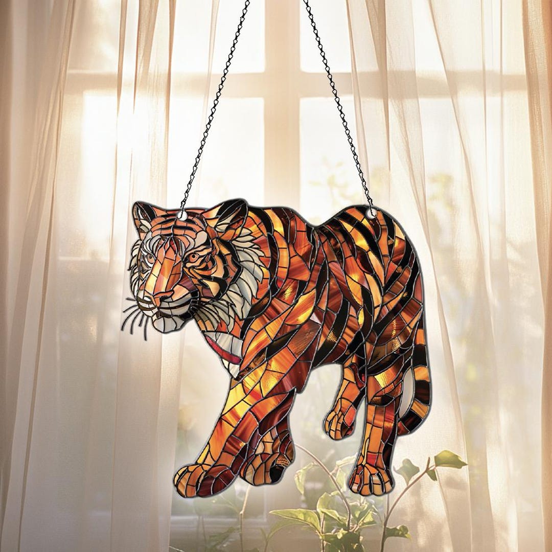 Tiger Acrylic Suncatcher Window Hanging, Tiger Ornaments, Tiger Decor ...