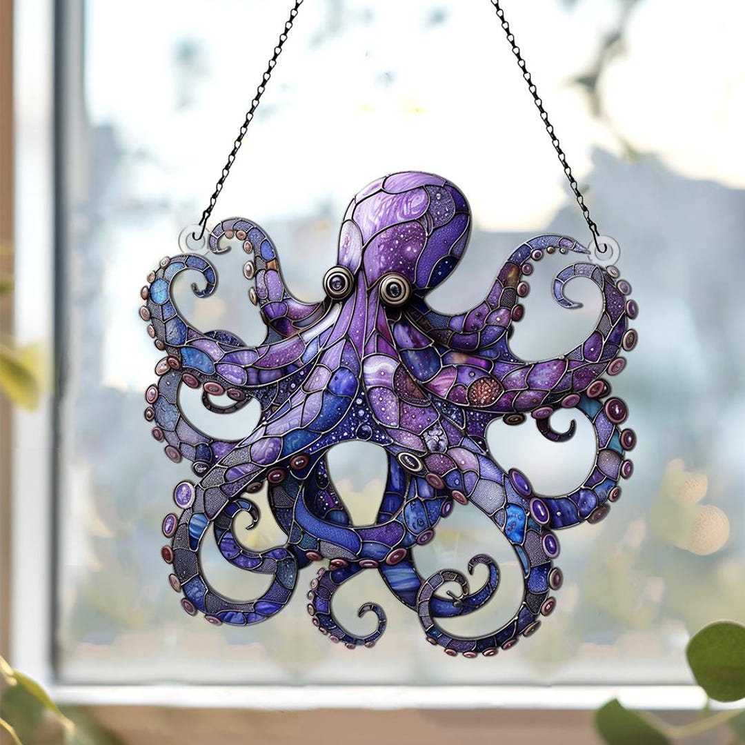 Octopus Acrylic Suncatcher, Octopus Ornaments, Octopus Decor, Octopus ...