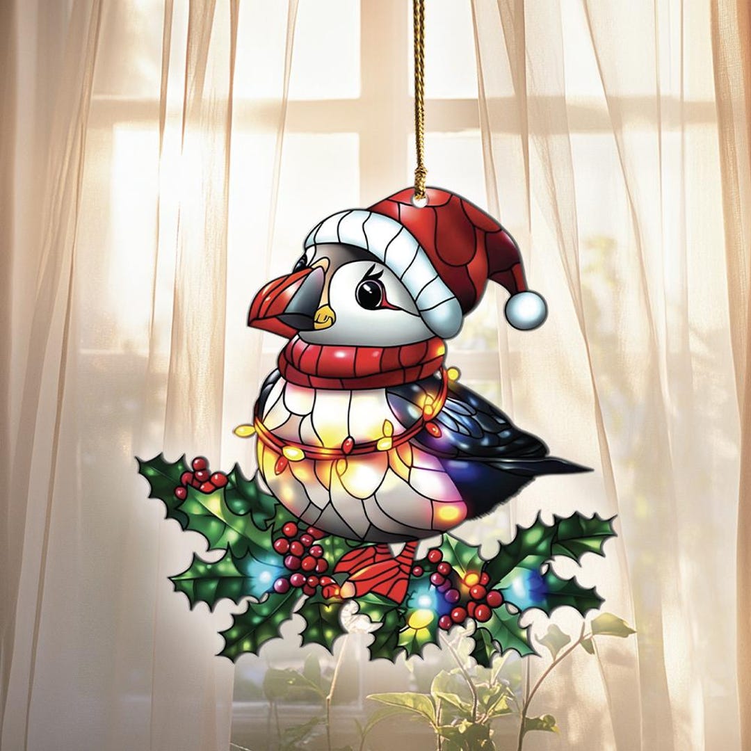 Puffin Acrylic Suncatcher Window Hanging, Puffin Ornaments, Puffin ...