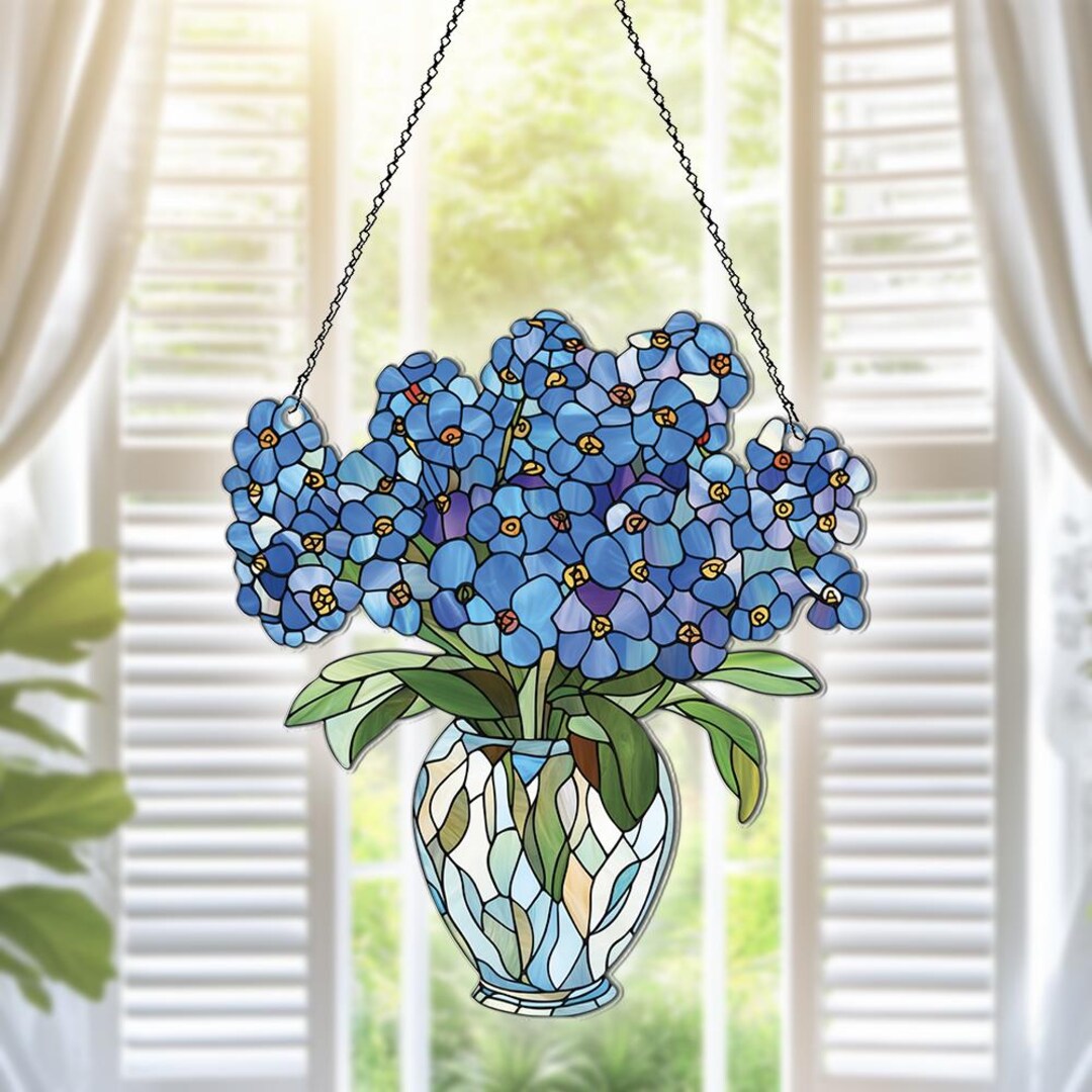 Forget-me-not Flat 2D Acrylic Suncatcher, Forget-me-not Ornaments ...