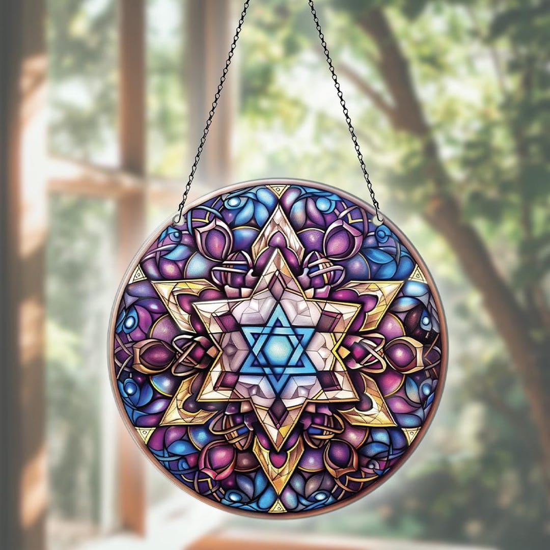Star of David Acrylic Suncatcher Window Hanging, Star of David ...