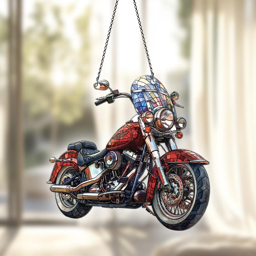 Motorcycle Acrylic Suncatcher Window Hanging, Motorcycle Ornaments ...