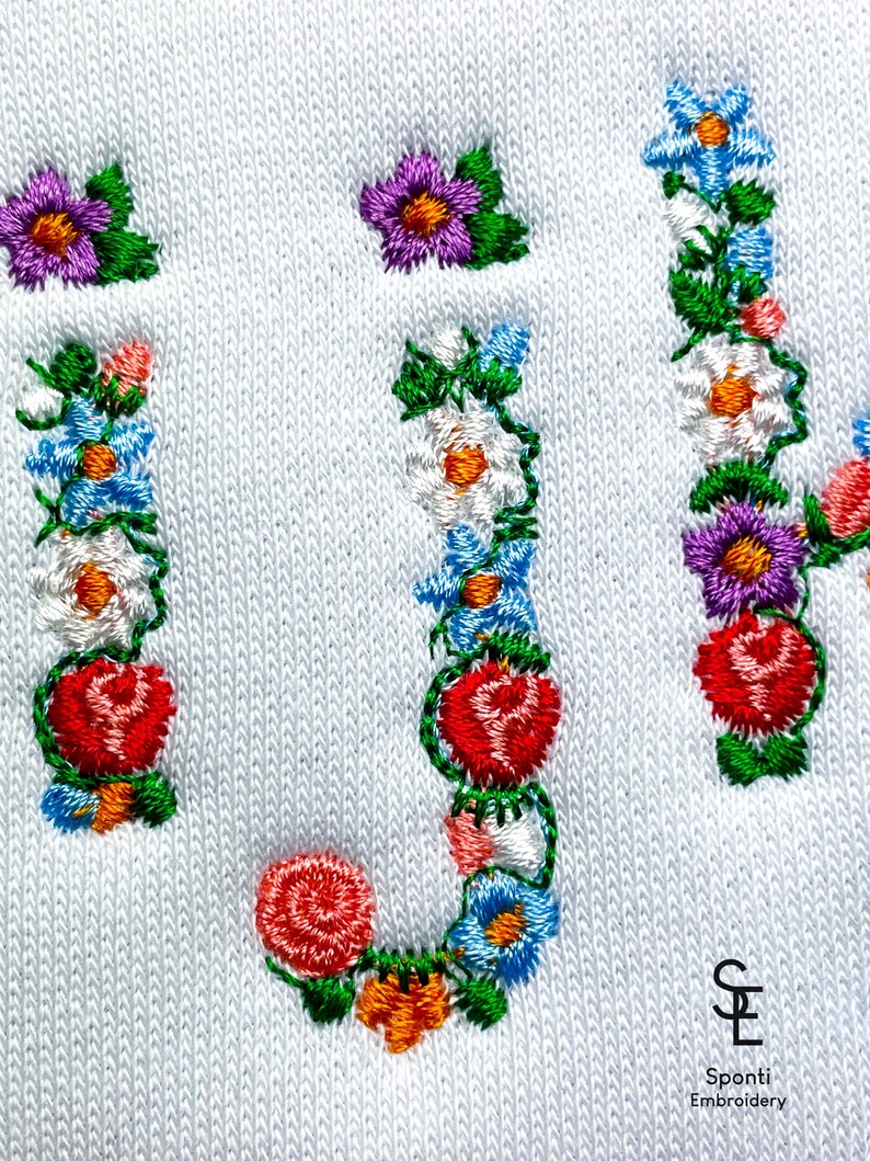 Floral Letter J Machine Embroidery Design Lowercase and Uppercase Small ...