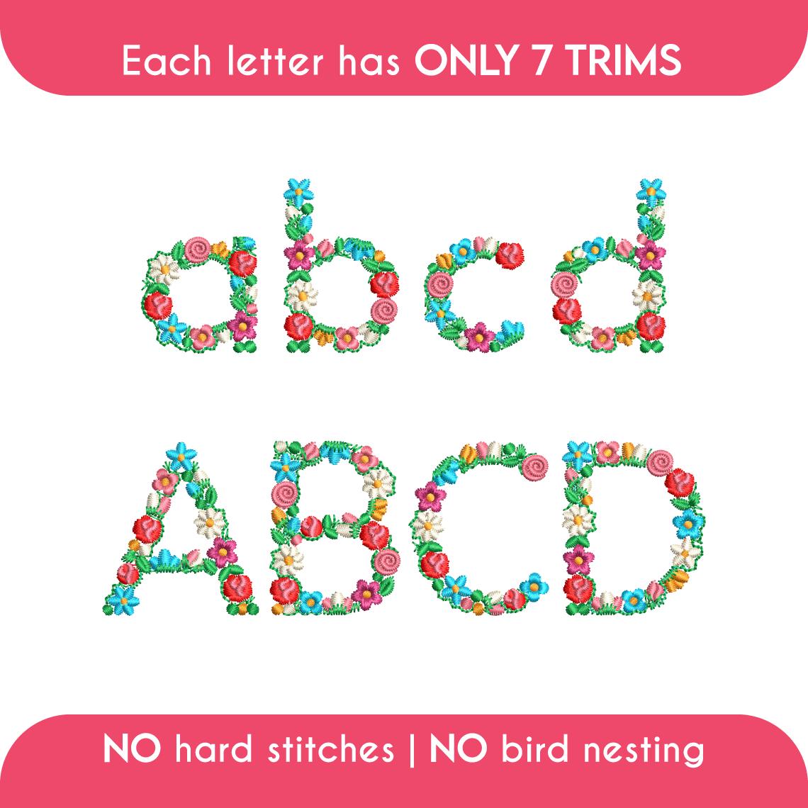 Floral Alphabet Machine Embroidery Lowercase and Uppercase Flowers ...