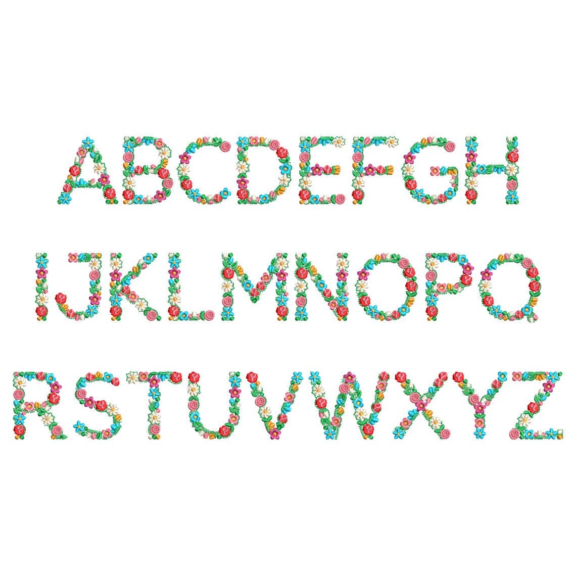 Floral Alphabet Machine Embroidery Lowercase and Uppercase Flowers ...