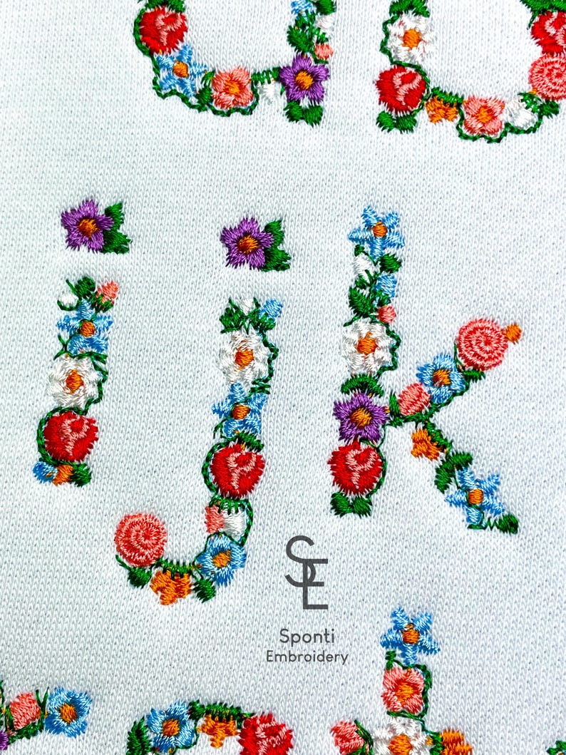 Floral Alphabet Machine Embroidery Lowercase and Uppercase Flowers ...