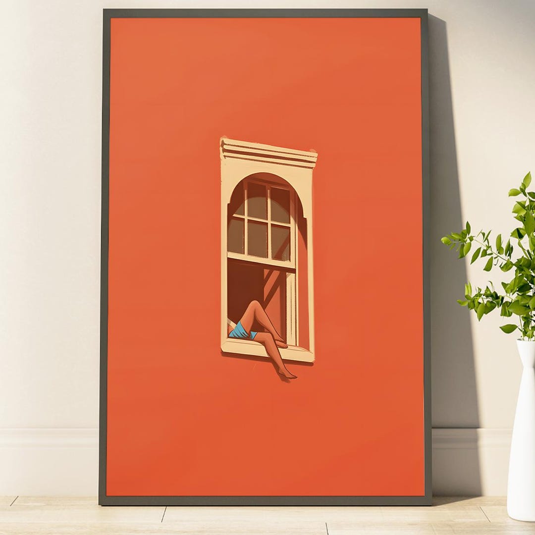 Legs Out Window Poster Relaxed Minimalist Architectural Print Dreamy ...