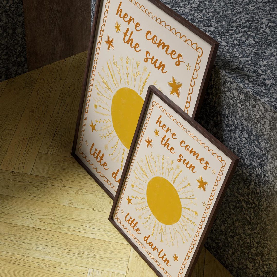 Here Comes the Sun Little Darling Poster Above Bed Decor Apartment ...